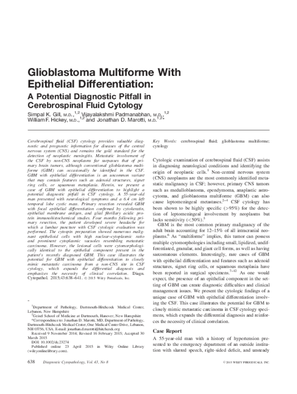 (PDF) Epithelial-Differentiated Glioblastoma: A Diagnostic Challenge