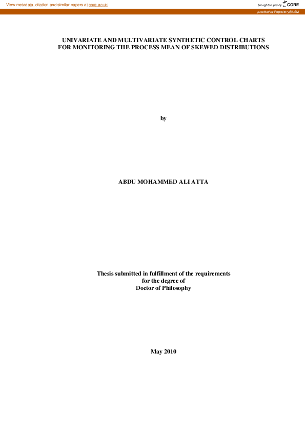 Pdf Univariate And Multivariate Synthetic Control Charts For Monitoring The Process Mean Of