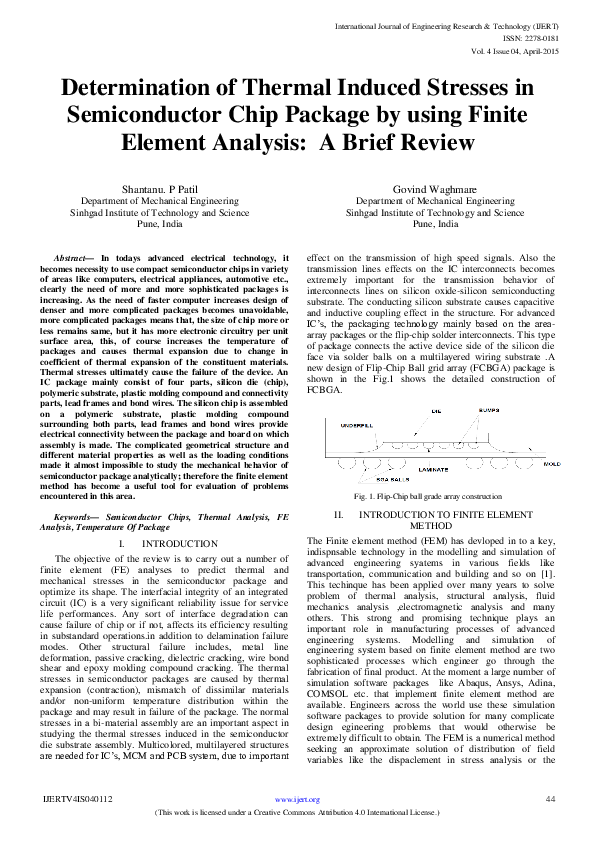 (PDF) Determination of Thermal Induced Stresses in Semiconductor Chip Package by using Finite ...