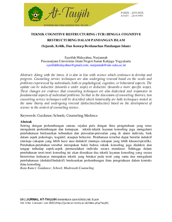 (PDF) Teknik Cognitive Restructuring (TCR) Hingga Cognitive ...