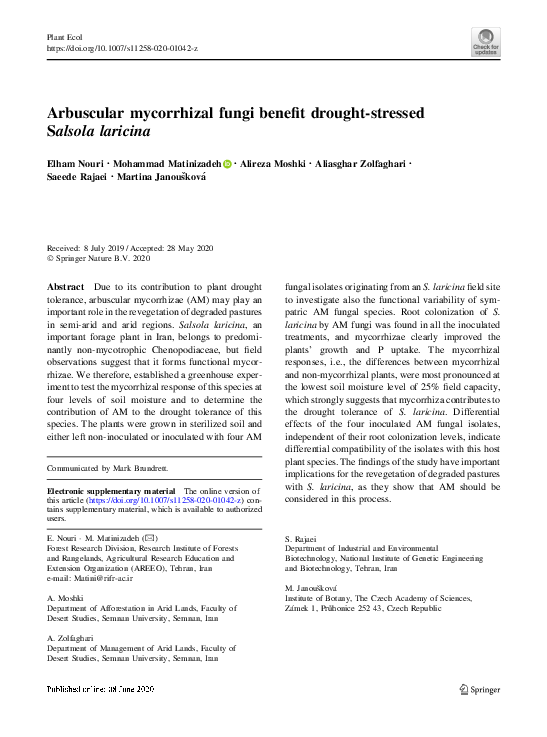 (PDF) Arbuscular mycorrhizal fungi benefit drought-stressed Salsola laricina