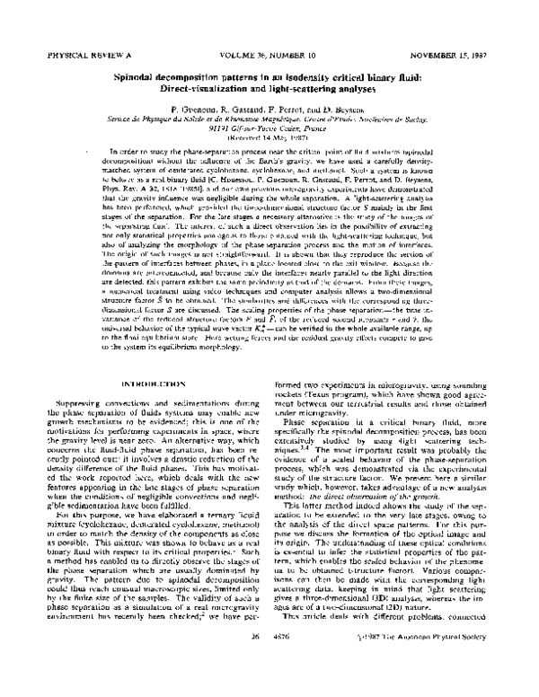 Pdf Spinodal Decomposition Patterns In An Isodensity Critical Binary