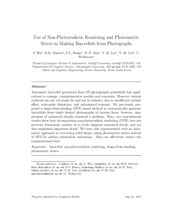 (PDF) Use of non-photorealistic rendering and photometric stereo in ...