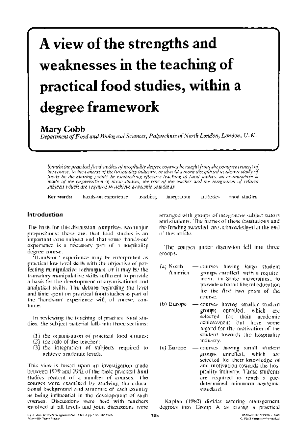 (PDF) A view of the strengths and weaknesses in the teaching of ...