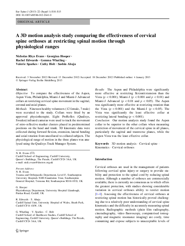 (PDF) A 3D motion analysis study comparing the effectiveness of ...