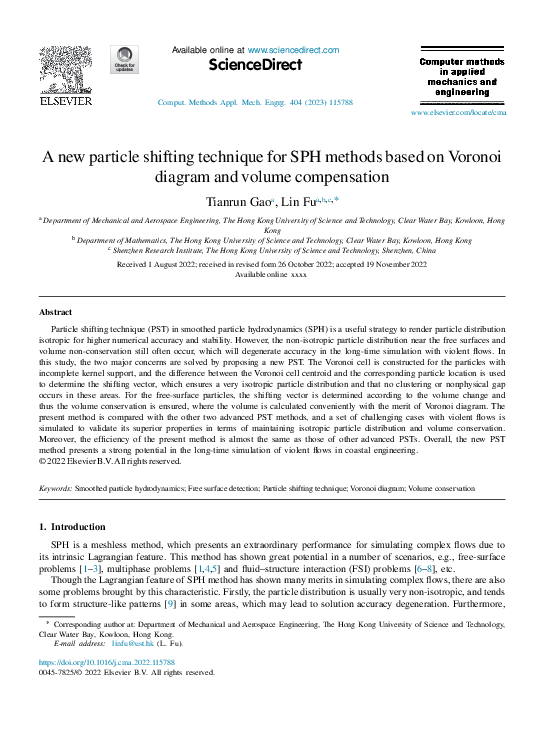(PDF) A new particle shifting technique for SPH methods based on ...