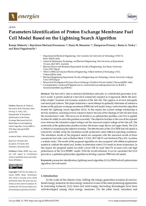 (PDF) Parameters Identification of Proton Exchange Membrane Fuel Cell Model Based on the ...