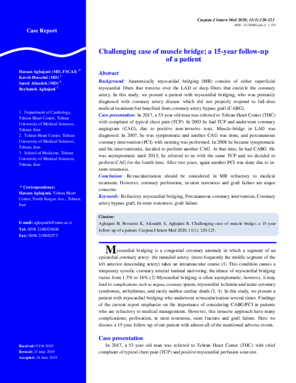 (PDF) Challenging case of muscle bridge; a 15-year follow-up of a patient