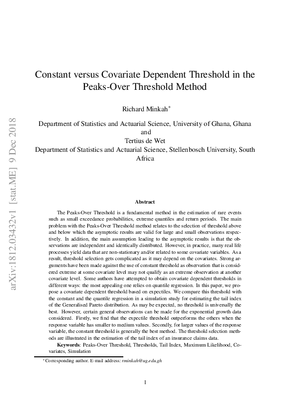 Constant versus Covariate Dependent Threshold in the Peaks-Over ...