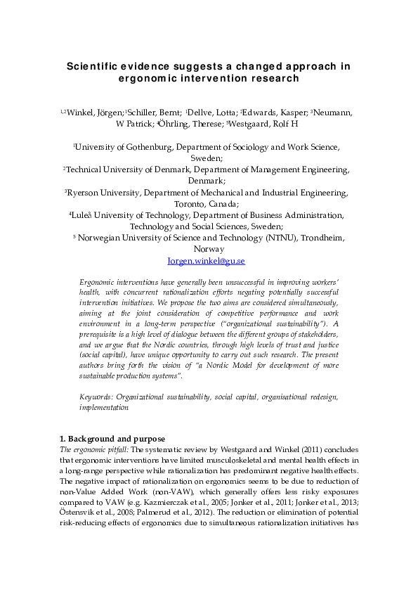 (PDF) Scientific evidence suggests a changed approach in ergonomic ...