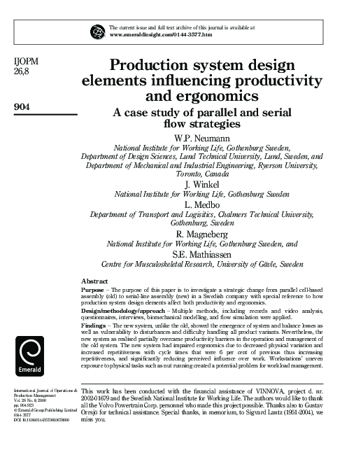 (PDF) Production system design elements influencing productivity and ...
