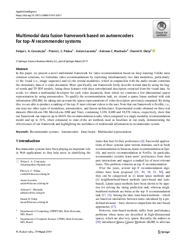 Pdf Multimodal Data Fusion Framework Based On Autoencoders For Top N