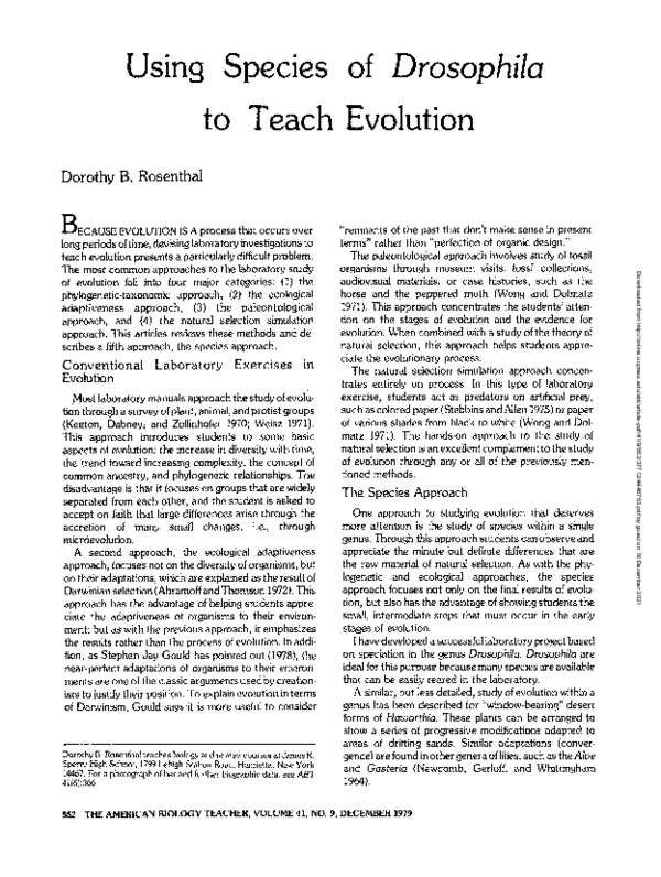 (PDF) Using Species of Drosophila to Teach Evolution