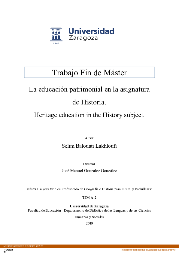 (PDF) La educación patrimonial en la asignatura de Historia
