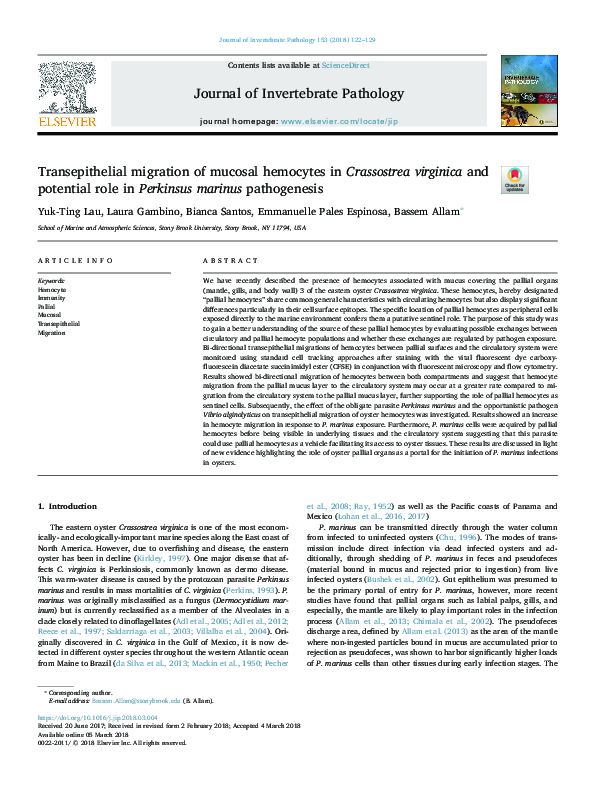 (PDF) Transepithelial migration of mucosal hemocytes in Crassostrea ...
