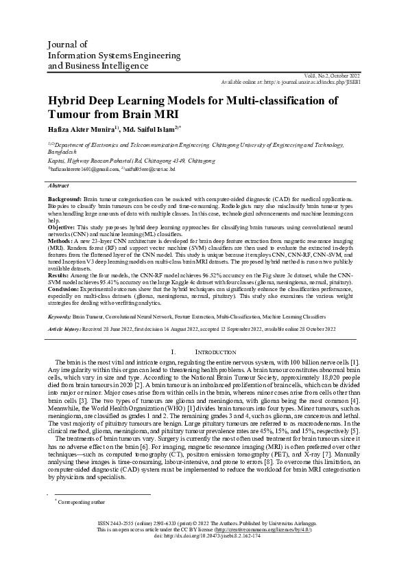 (PDF) Hybrid Deep Learning Models for Multi-classification of Tumour from Brain MRI