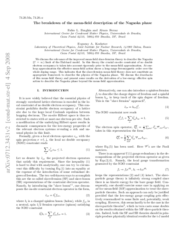 (PDF) Breakdown of the mean-field description of the Nagaoka phase