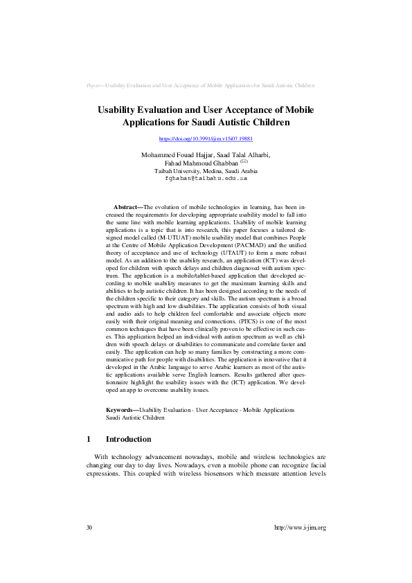 (PDF) Usability Evaluation and User Acceptance of Mobile Applications ...