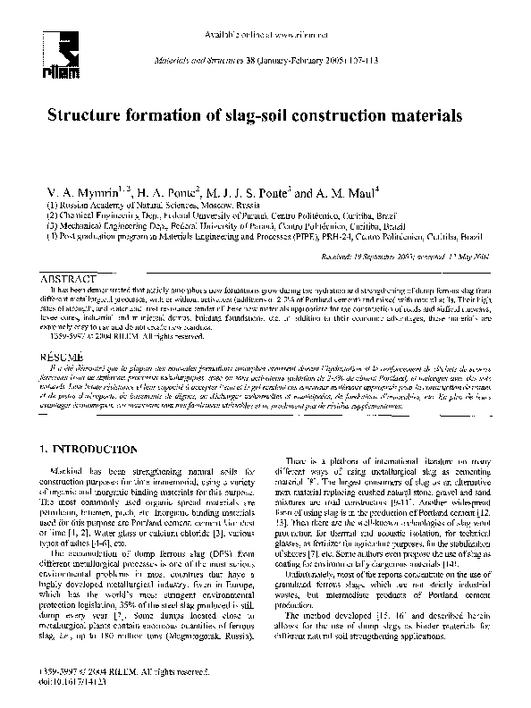 (PDF) Structure formation of slag-soil construction materials ...