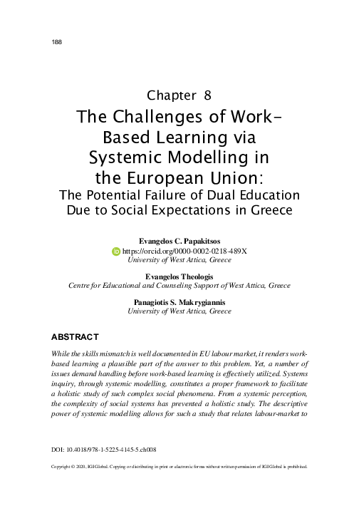 (PDF) The Challenges of Work-Based Learning via Systemic Modelling in the European Union