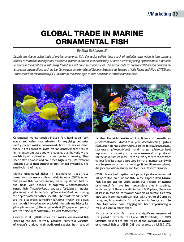 (PDF) Global trade in marine ornamental fish