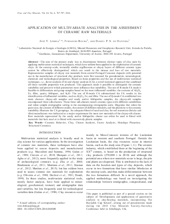 (PDF) Application of multivariate analysis in the assessment of ceramic ...