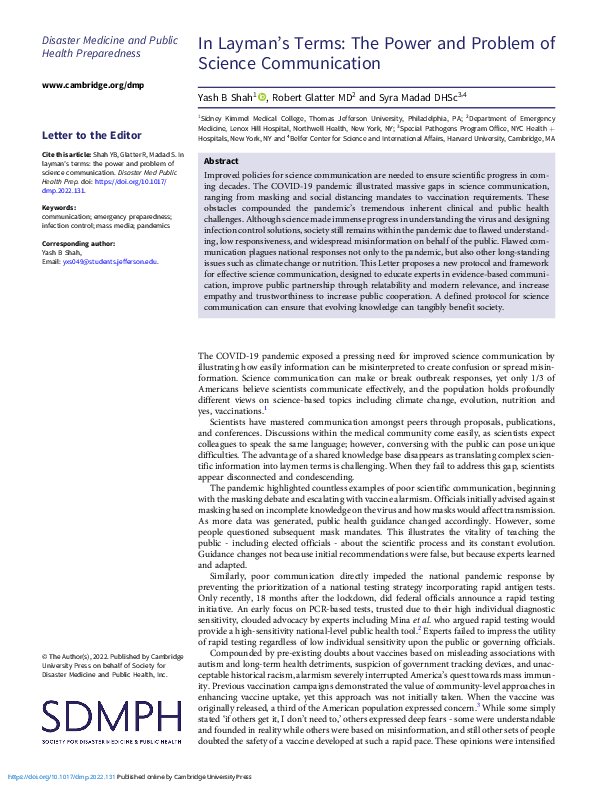 (PDF) In Layman’s Terms: The Power and Problem of Science Communication