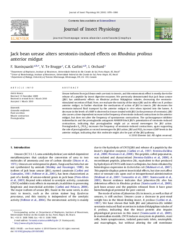 (PDF) Jack bean urease alters serotonin-induced effects on Rhodnius ...