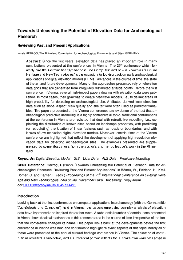 (PDF) Towards Unleashing the Potential of Elevation Data for Archaeological Research Reviewing ...