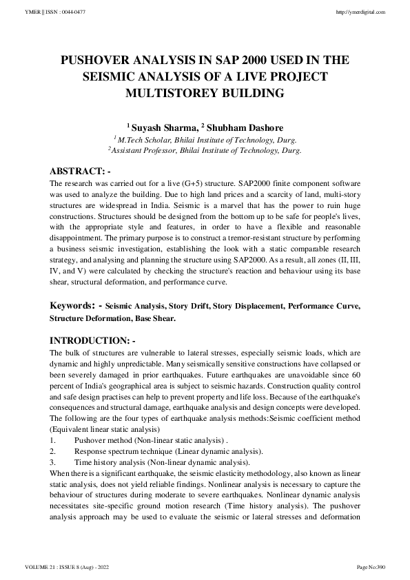 (PDF) Pushover Analysis in Sap 2000 Used in the Seismic Analysis of a Live Project Multistorey ...