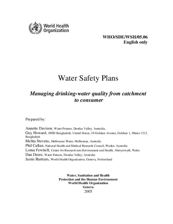 (PDF) Water Safety Plans: Managing drinking-water quality from ...