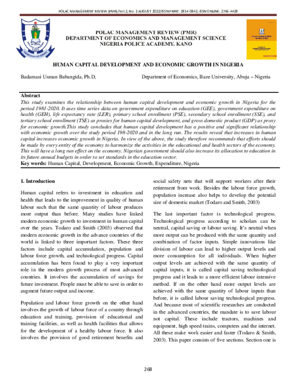 (PDF) POLAC MANAGEMENT REVIEW (PMR) DEPARTMENT OF ECONOMICS AND ...