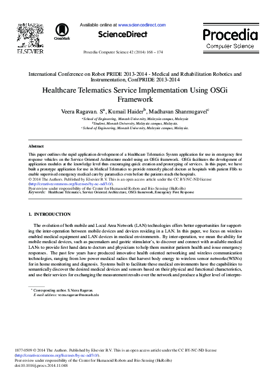 (PDF) Healthcare Telematics Service Implementation Using OSGi Framework