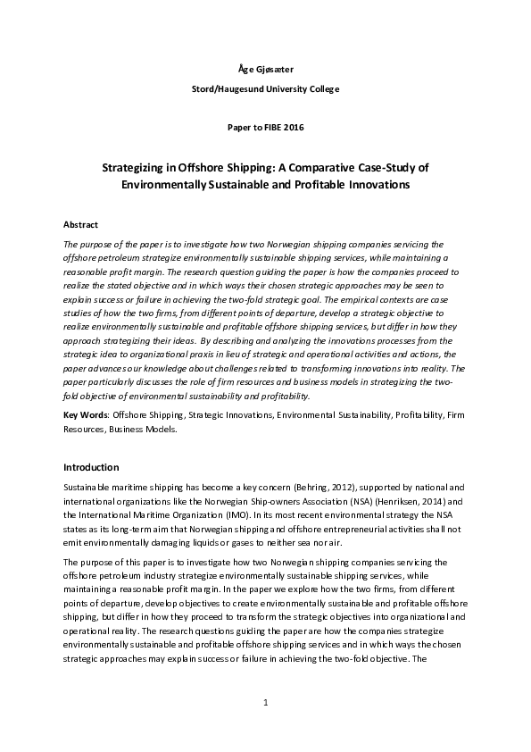 (PDF) Strategizing in offshore shipping: a comparative case-study og ...
