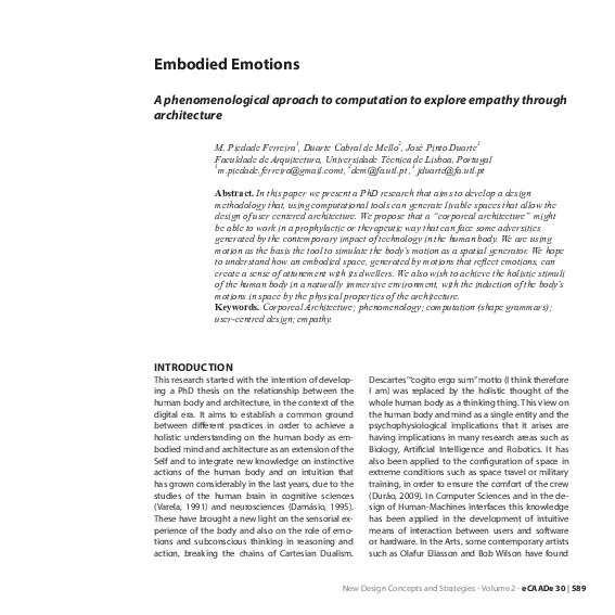 (PDF) Embodied Emotions: A Phenomenological Approach to Computation to Explore Empathy Through ...