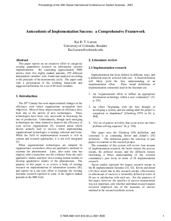 (PDF) Antecedents of implementation success: a comprehensive framework