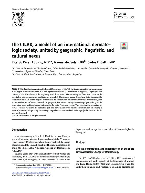 (PDF) The CILAD, a model of an international dermatologic society ...