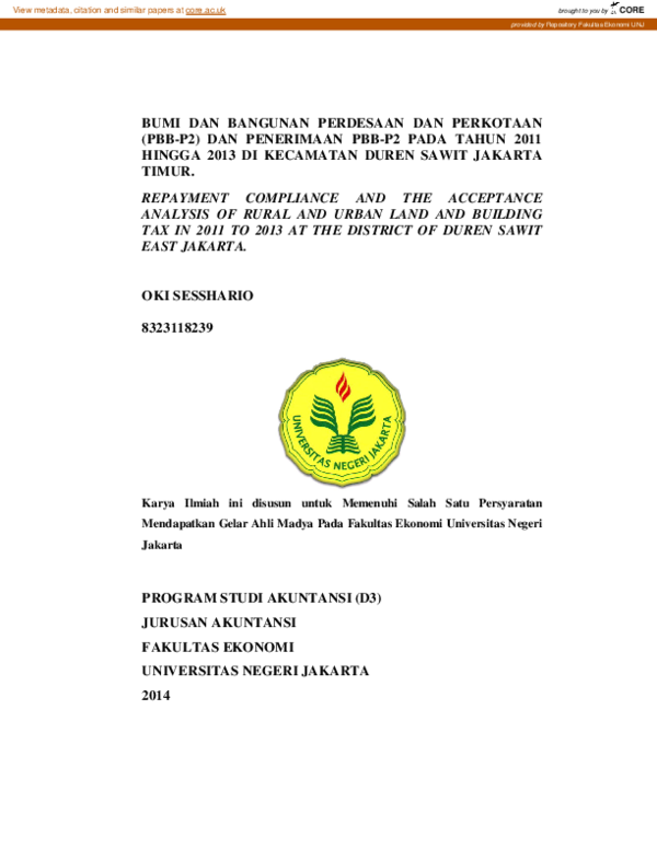 (PDF) Bumi Dan Bangunan Perdesaan Dan Perkotaan (PBB-P2) Dan Penerimaan ...