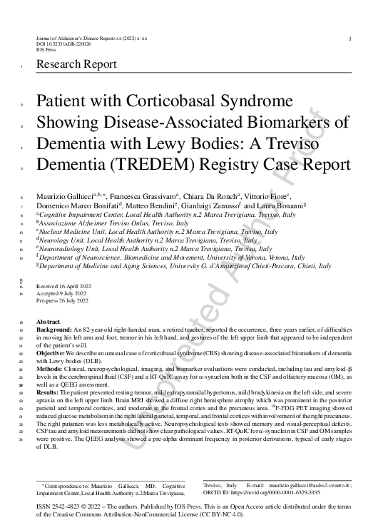 (PDF) Patient with Corticobasal Syndrome Showing Disease-Associated ...