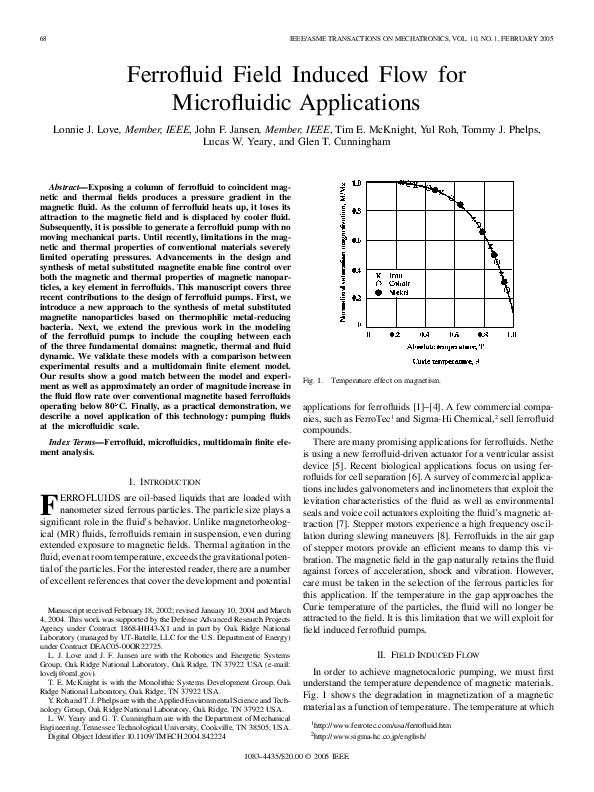 (PDF) Ferrofluid Field Induced Flow for Microfluidic Applications