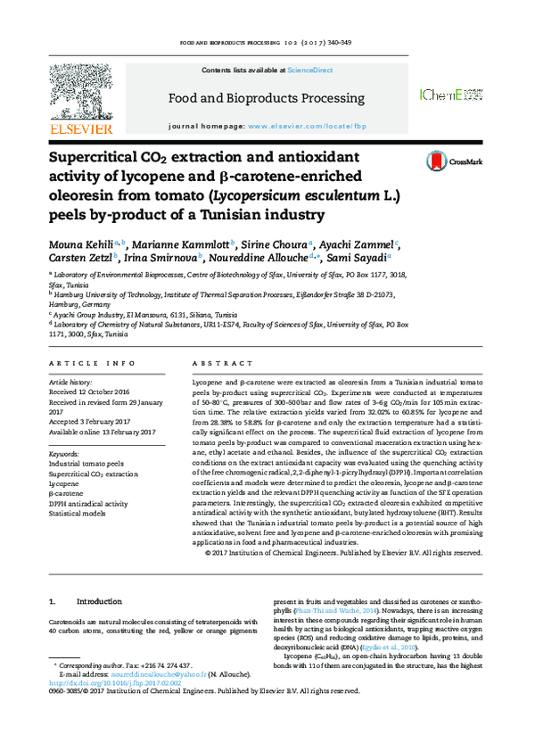 (PDF) Supercritical CO 2 extraction and antioxidant activity of lycopene and β-carotene-enriched ...