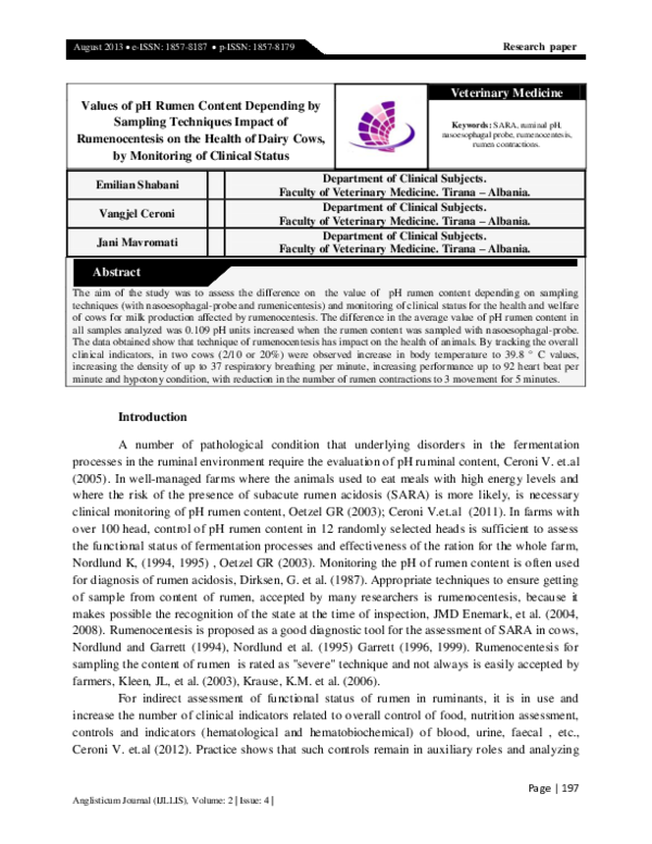 (PDF) Values of pH Rumen Content Depending by Sampling Techniques ...
