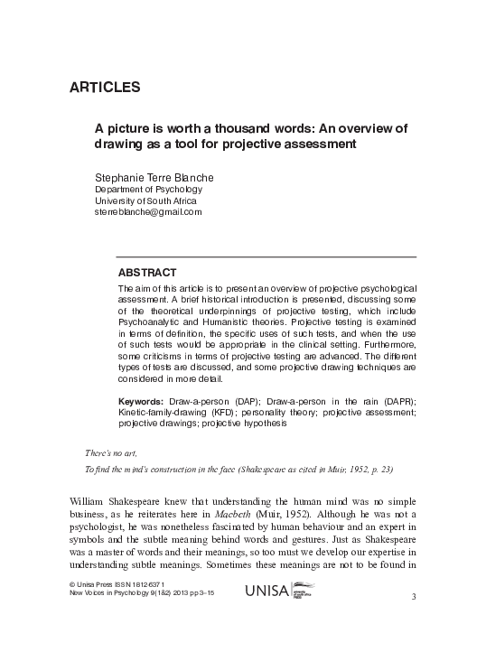 (PDF) A picture is worth a thousand words : an overview of drawing as a ...