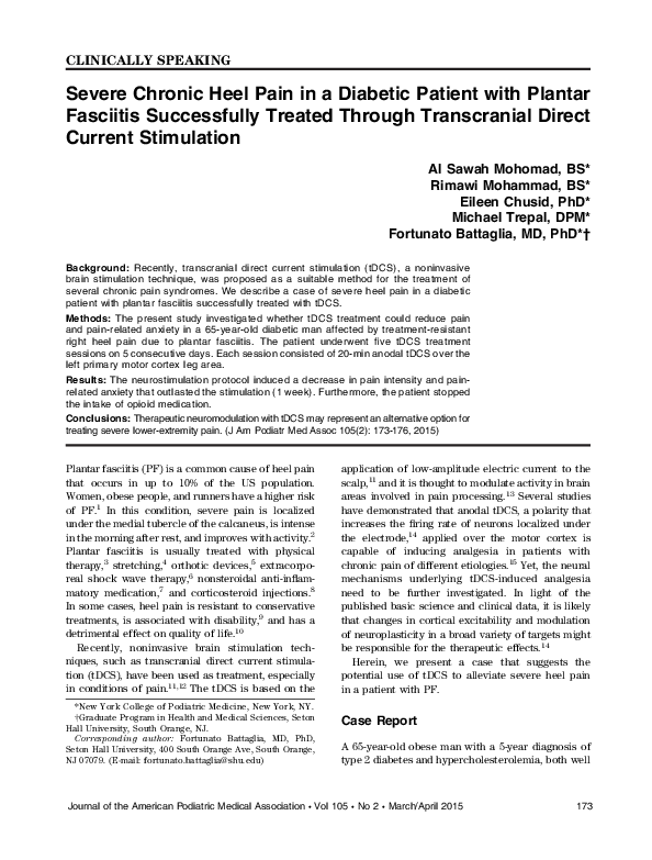 (PDF) Severe chronic heel pain in a diabetic patient with plantar ...