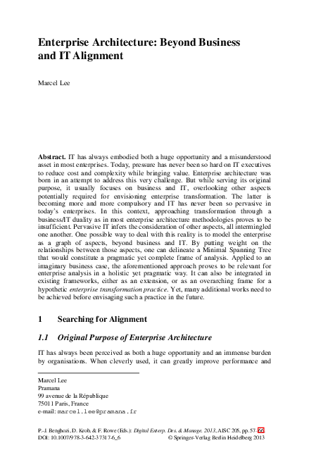 (PDF) Enterprise Architecture: Beyond Business and IT Alignment