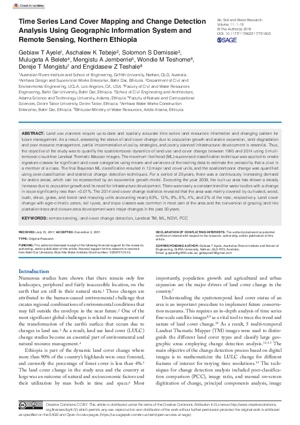 (PDF) Time Series Land Cover Mapping and Change Detection Analysis ...