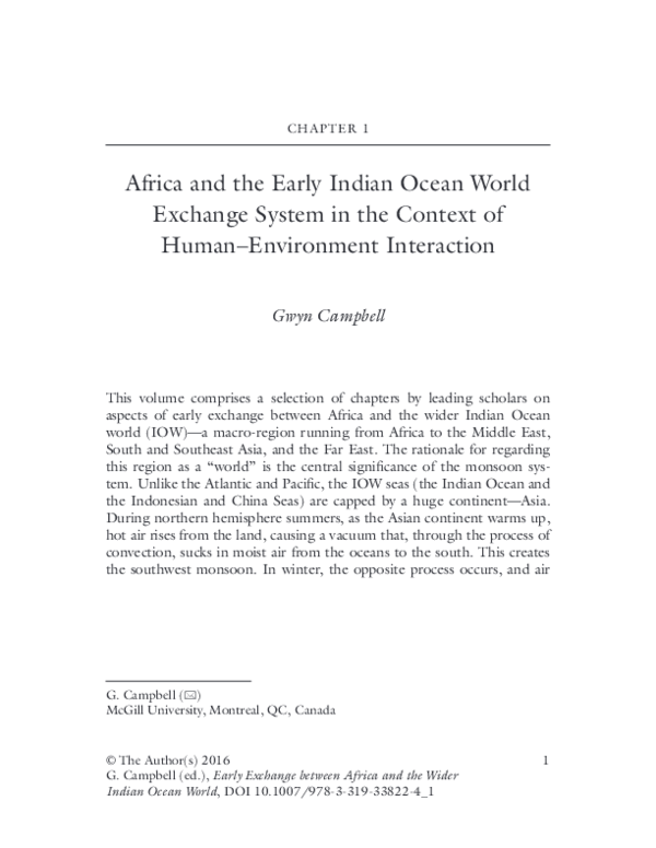 (PDF) Africa and the Early Indian Ocean World Exchange System in the ...