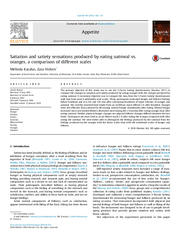 (PDF) Satiation and satiety sensations produced by eating oatmeal vs ...