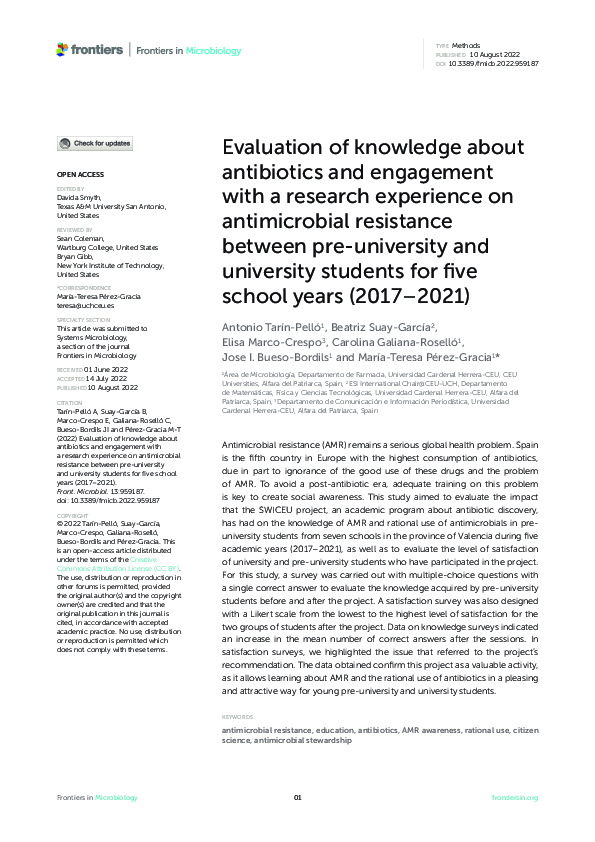 (PDF) Evaluation of knowledge about antibiotics and engagement with a ...