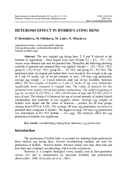 (PDF) Heterosis effect in hybrid laying hens
